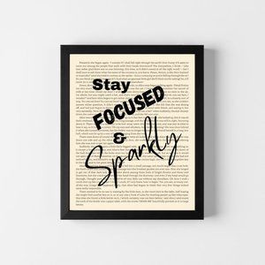 Art | Motivational Book Page Art Print Stay Focused And Sparkly | Poshmark
